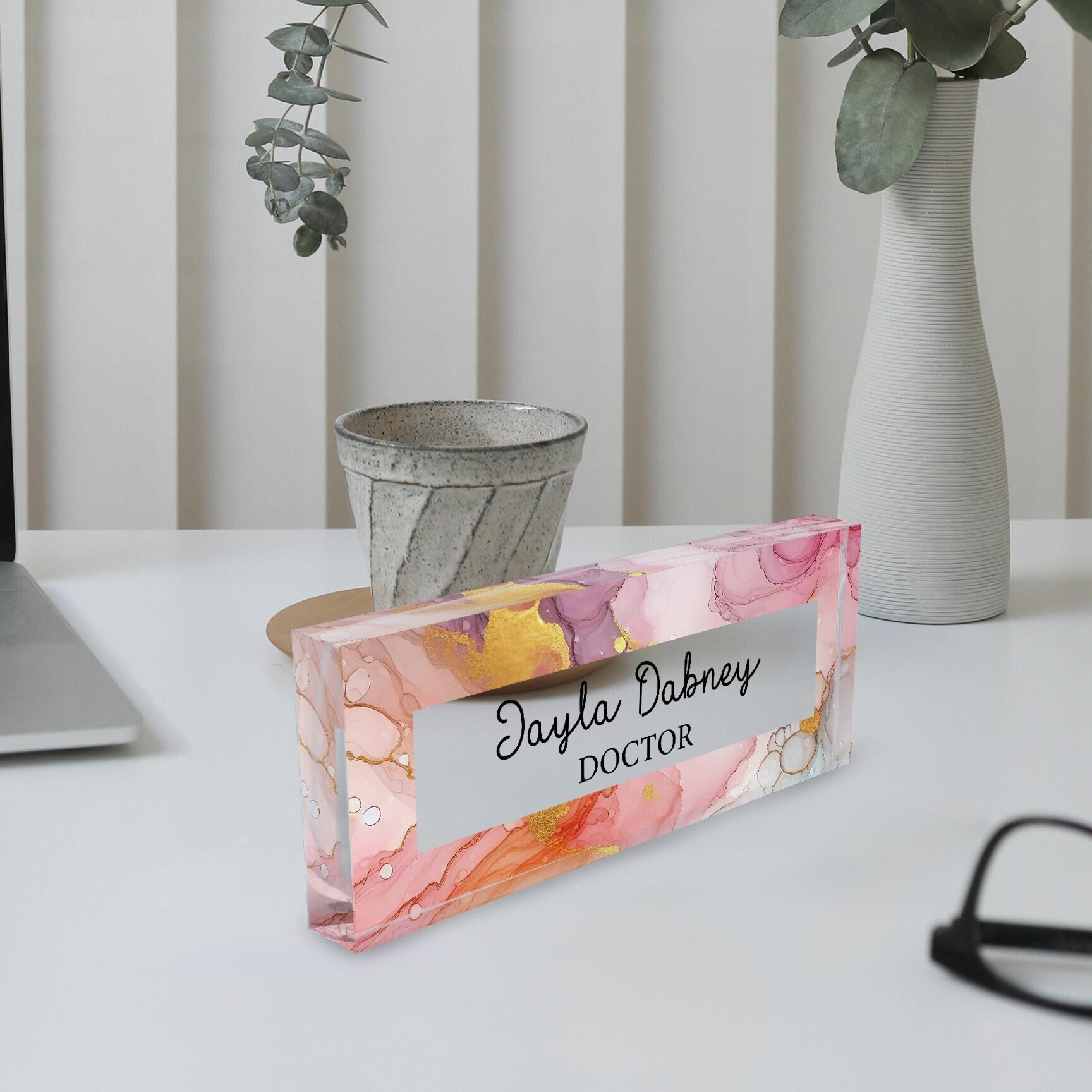 Custom Desk Name Plate for Doctor, Acrylic Name Plate, New Job Office ...