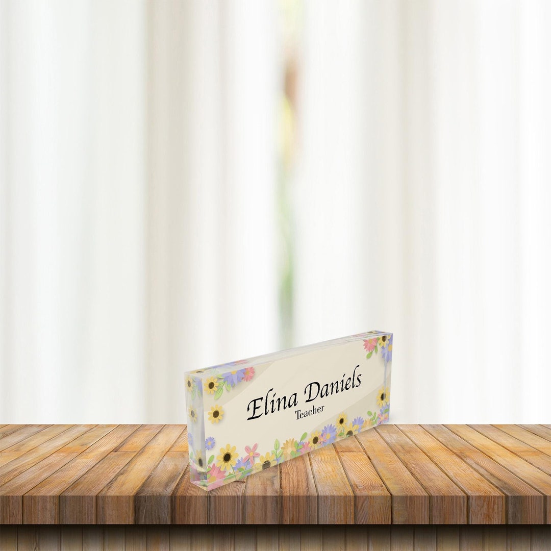 Custom Acrylic Name Block for Teacher, Christmas Office Desktop ...