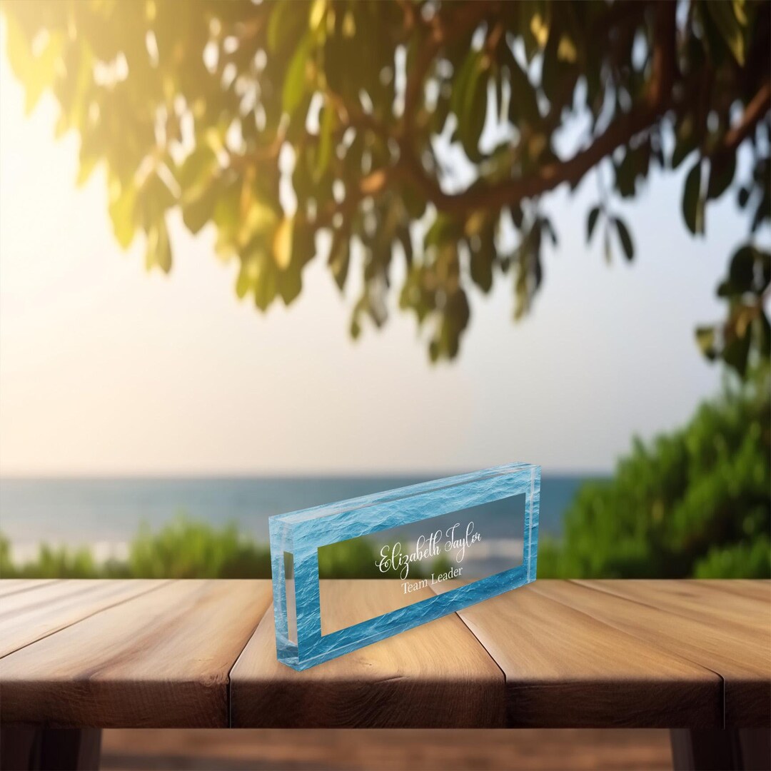 Acrylic Name Block With Gold Lettering for Team Leader, Valentines Day ...