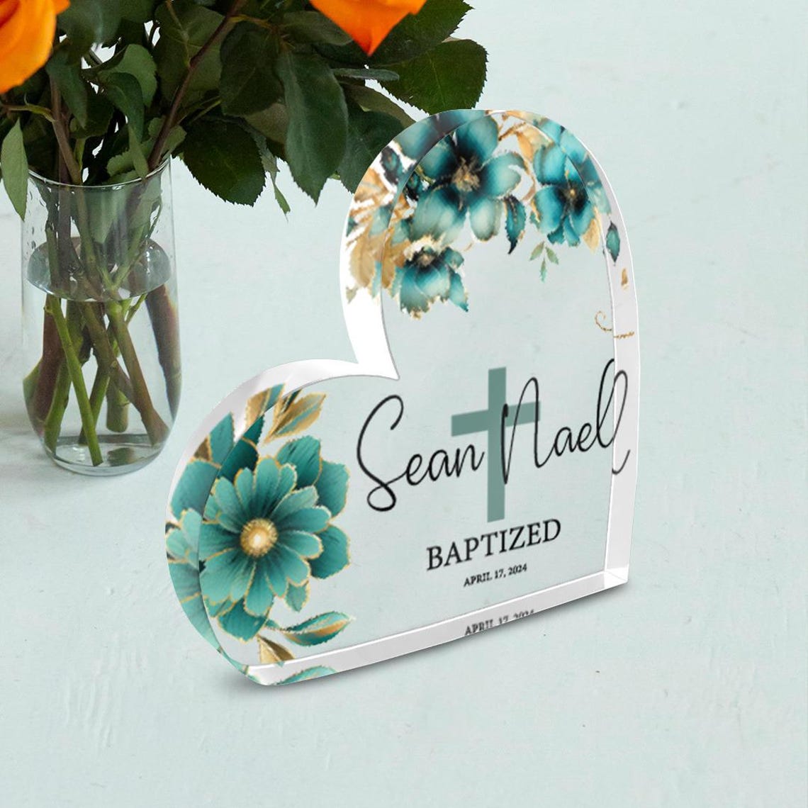 Personalized Baptism Heart Acrylic Block, Baptism Plaque, Custom Name ...