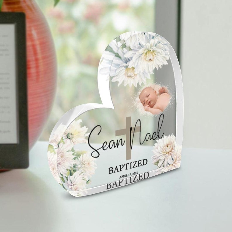 Personalized Baptism Heart Acrylic Block, Baptism Plaque, Custom Name ...