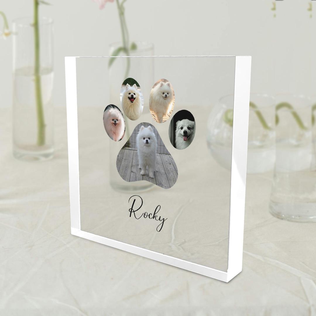 Custom Acrylic Glass Dog Paw Block, Dog Paw Design Photo Frame ...