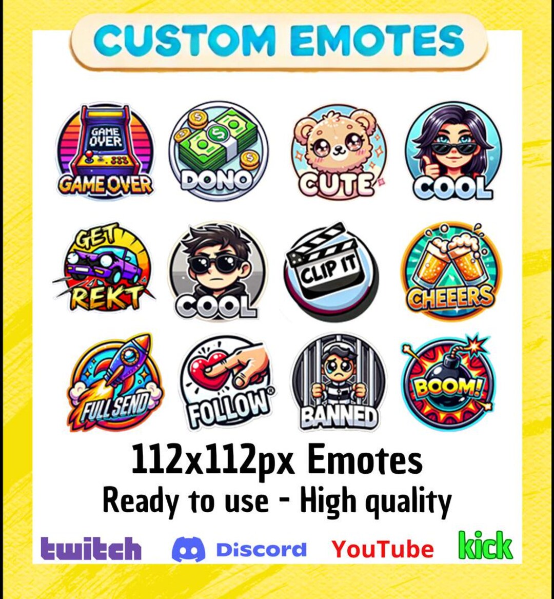 24 Text Emotes Sticker Design Emotes - 112x112px Png - Twitch Discord ...