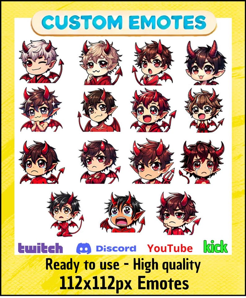 15 Manga Devil Expression Emotes 112px PNG Twitch Kick Discord - Etsy