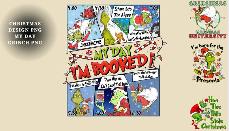 My Day Grinch PNG, Grinch Schedule Png, Im Booked Png, Cartoon Grinch ...