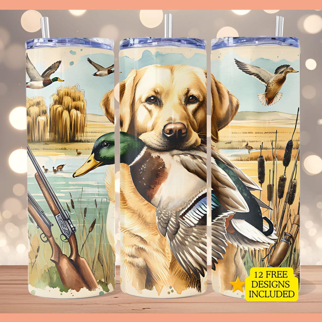 Yellow Lab Duck Hunting Tumbler Wrap Hunter Scene Sublimation PNG ...