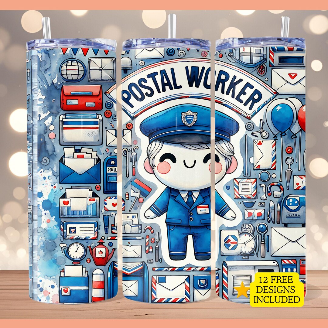 Postal Worker 20oz Skinny Tumbler Wrap Sublimation Design Cute Mail ...