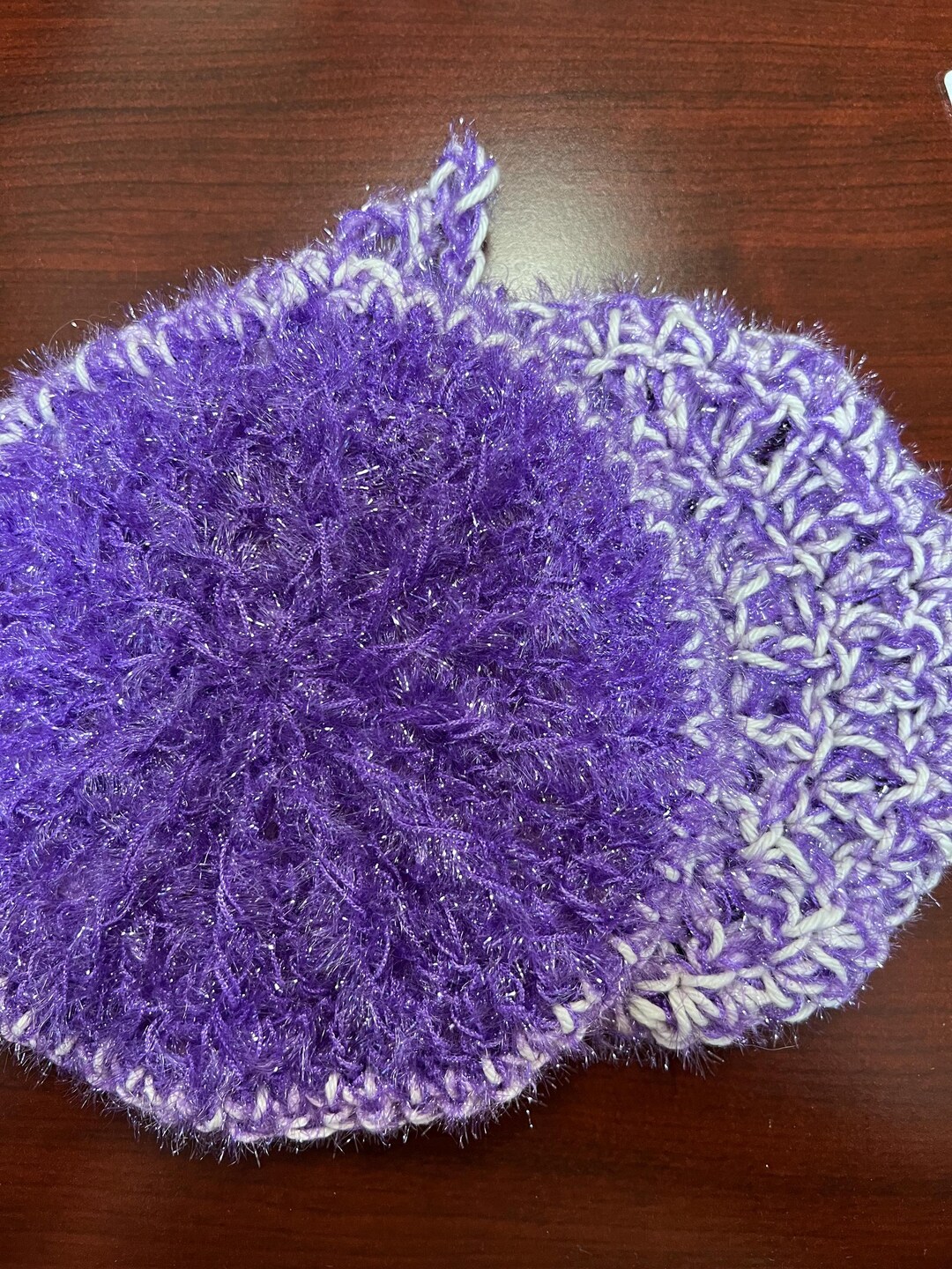 Purple and White Bath Scrubbies set of 2 - Etsy