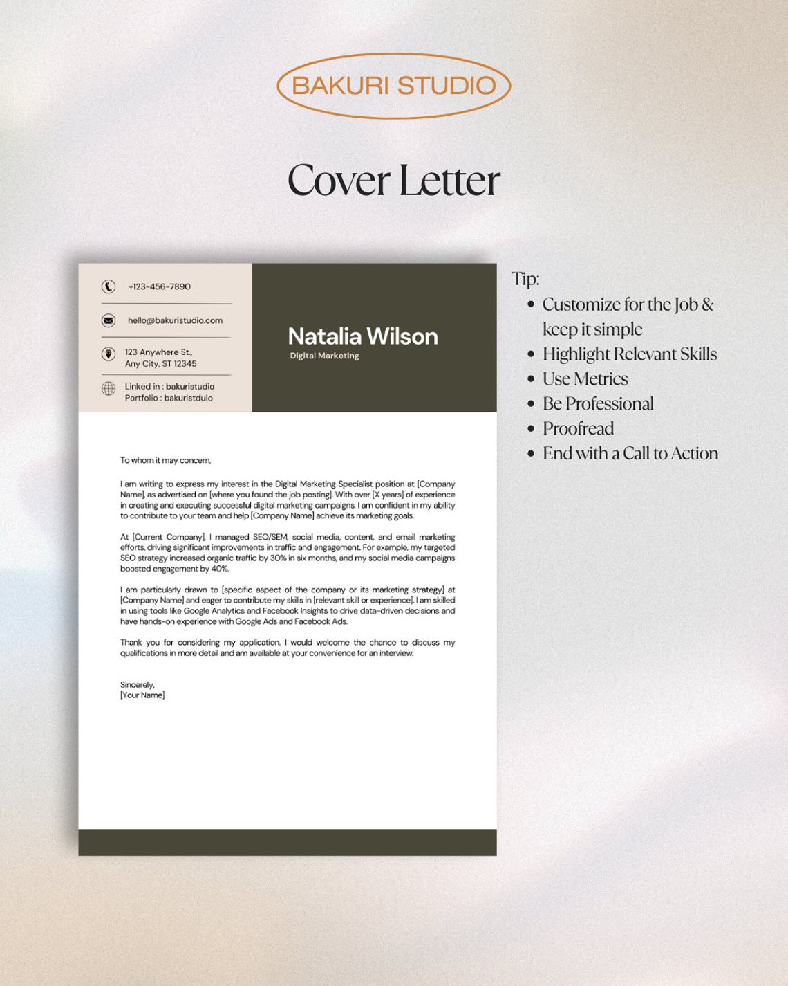 Resume / CV Template ATS Friendly, Earth Tone Resume, Minimalist Resume ...