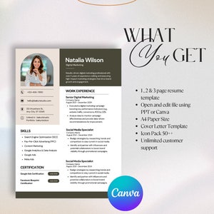 Resume / CV Template ATS Friendly, Earth Tone Resume, Minimalist Resume ...