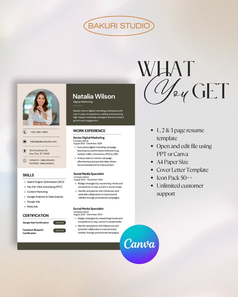Resume / CV Template ATS Friendly, Earth Tone Resume, Minimalist Resume ...