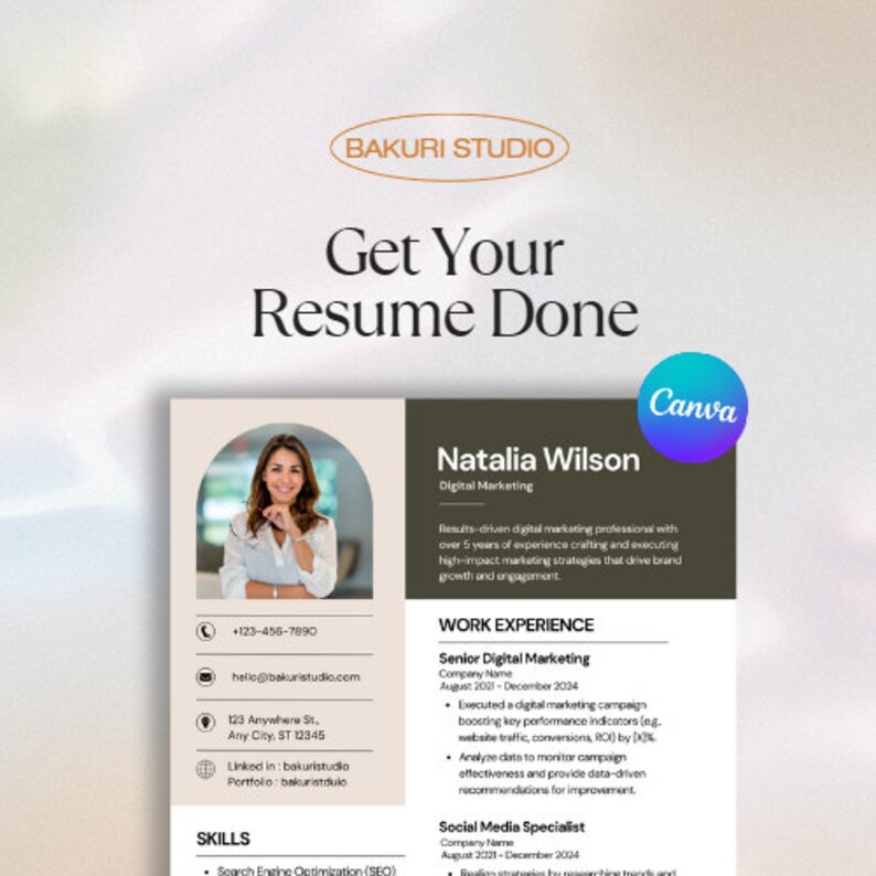 Resume / CV Template ATS Friendly, Earth Tone Resume, Minimalist Resume ...