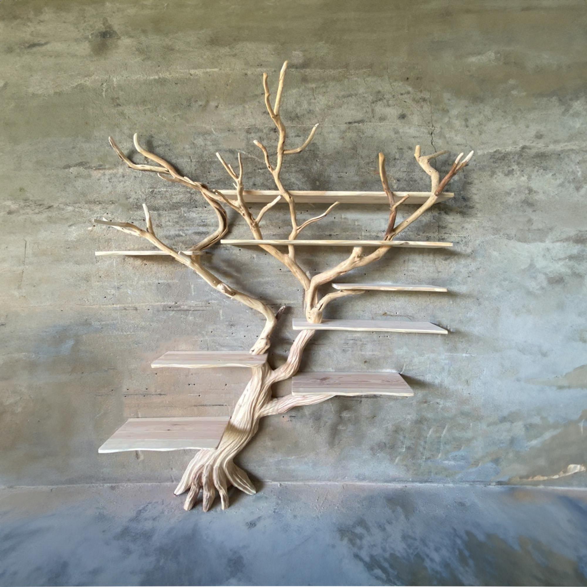 Custom Tree Bookshelf Floating Book Shelf Solid Wood Carving Bookcase ...