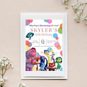 Editable Inside Out 2, Invitación de cumpleaños, Plantilla - Etsy México