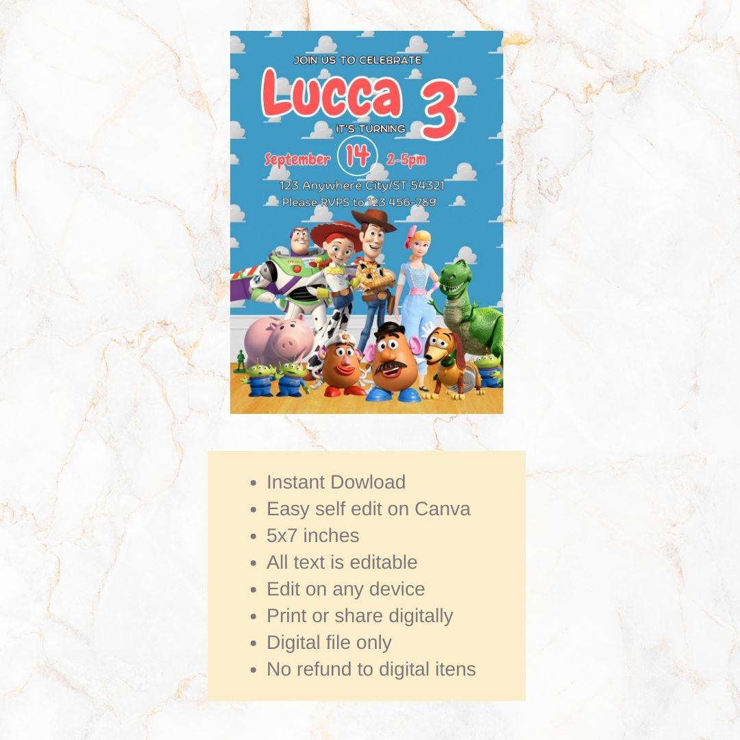 Editable Toy Story Birthday Party Invitation Template, Buzz, Woody - Etsy