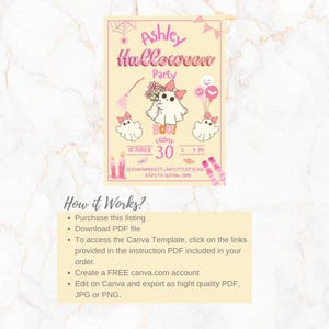 Editable Pink Halloween Party Invitation Cute Ghost Template - Etsy