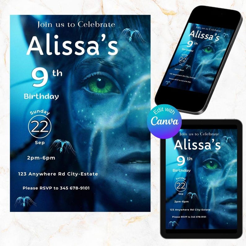 Editable Avatar Birthday Party Invitation Template - Etsy