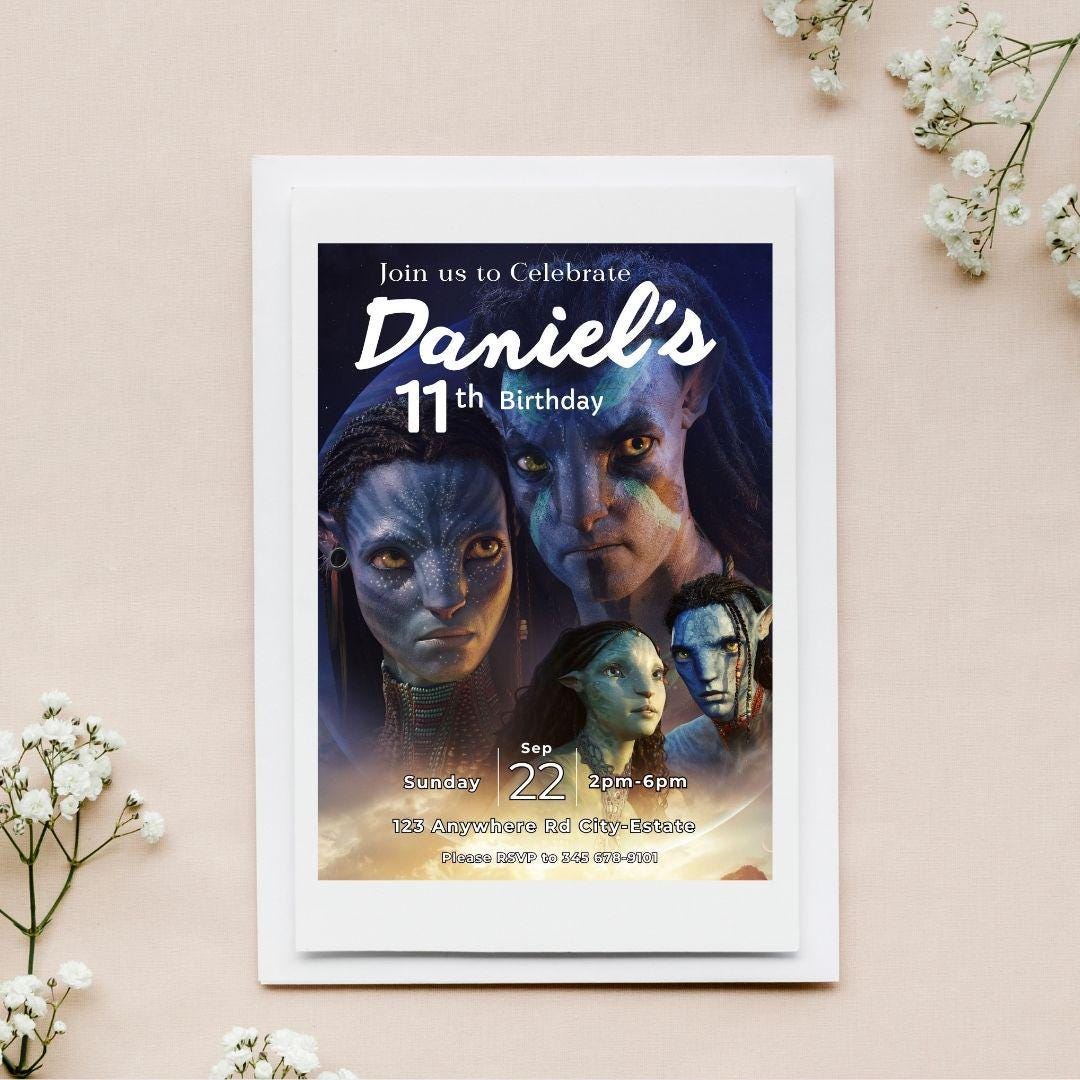 Editabel Avatar Movie Bithday Party Invitation Template Pandora Neytiri ...