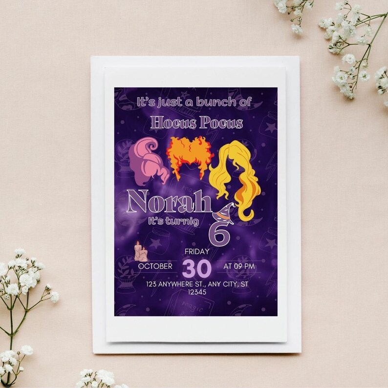 Editable Hocus Pocus Birthday Invitation Template Halloween Party ...