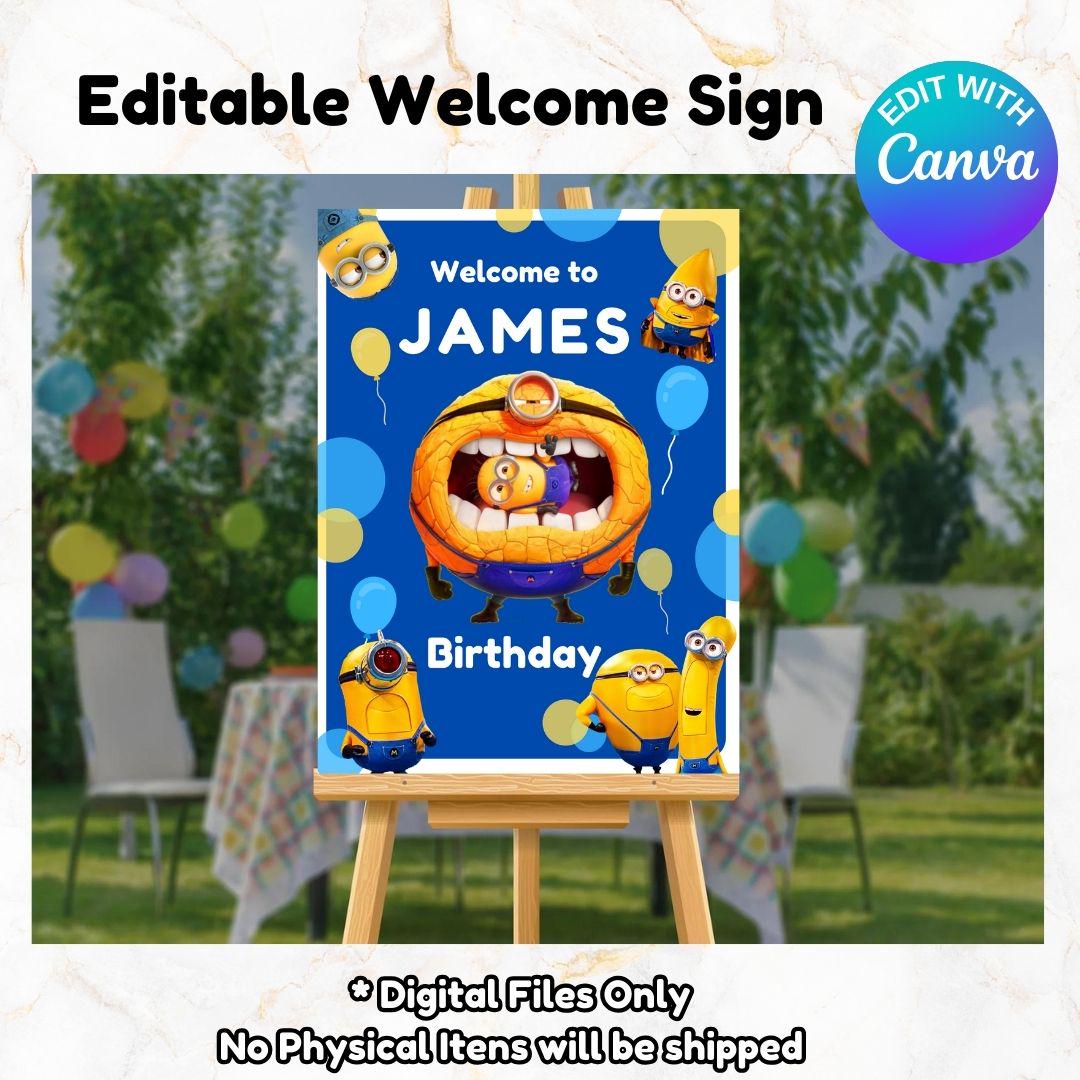 Editable Despicable Me Welcome Birthday Party Sign Board Minions - Etsy
