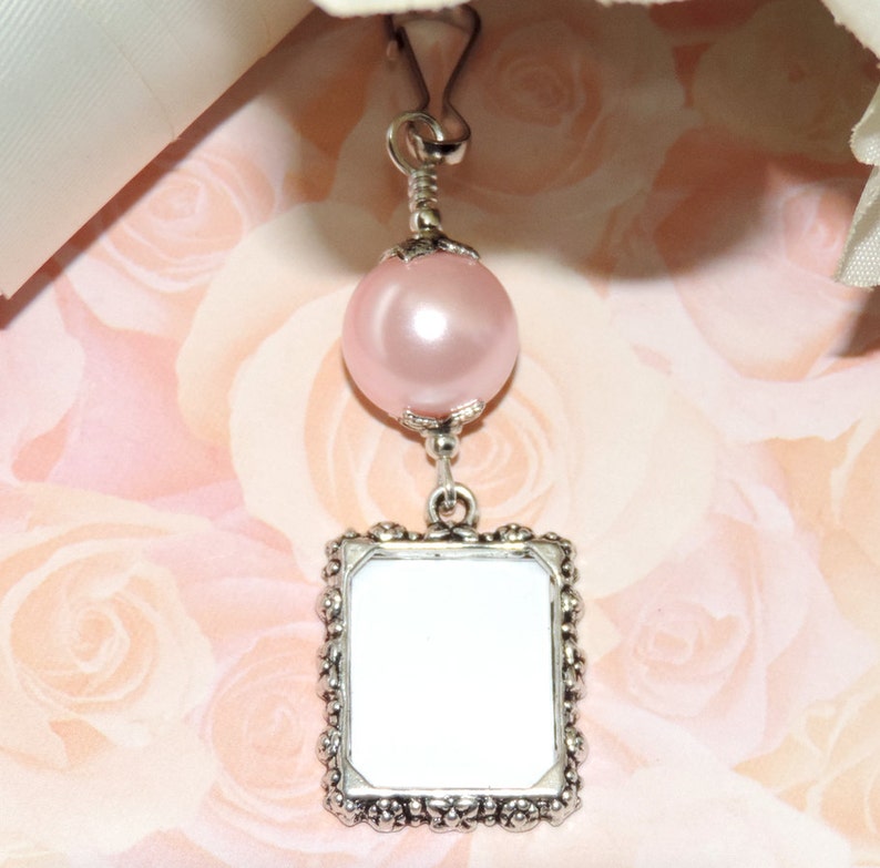 Wedding bouquet photo charm. Small picture frame charm for a | Etsy