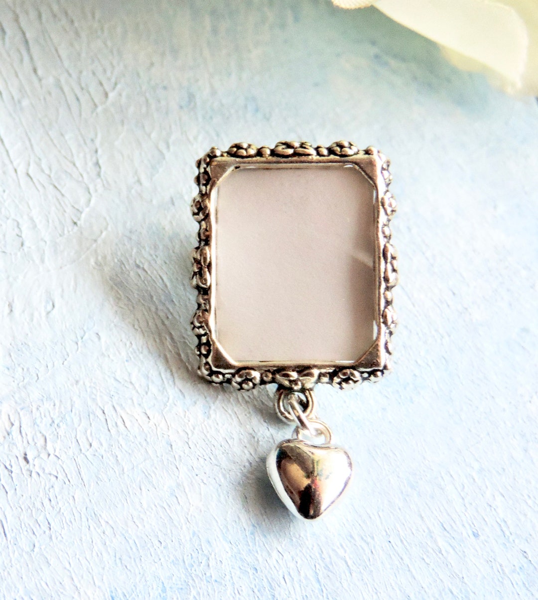 Memorial Photo Lapel Pin With Tiny Heart and Small Picture Frame ...