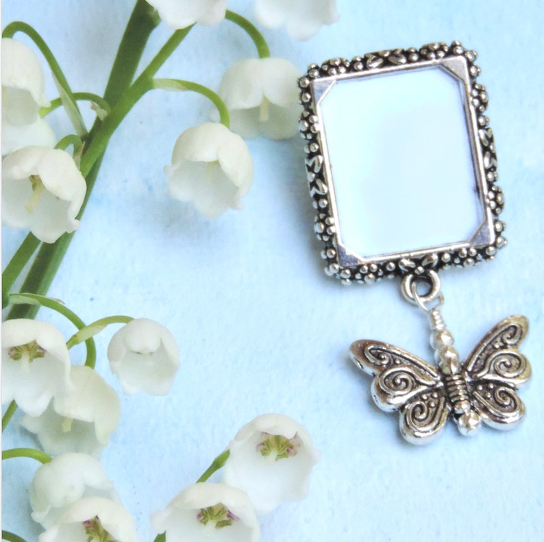 Memorial Photo Lapel Pin With Blue Crystal and Small Picture - Etsy