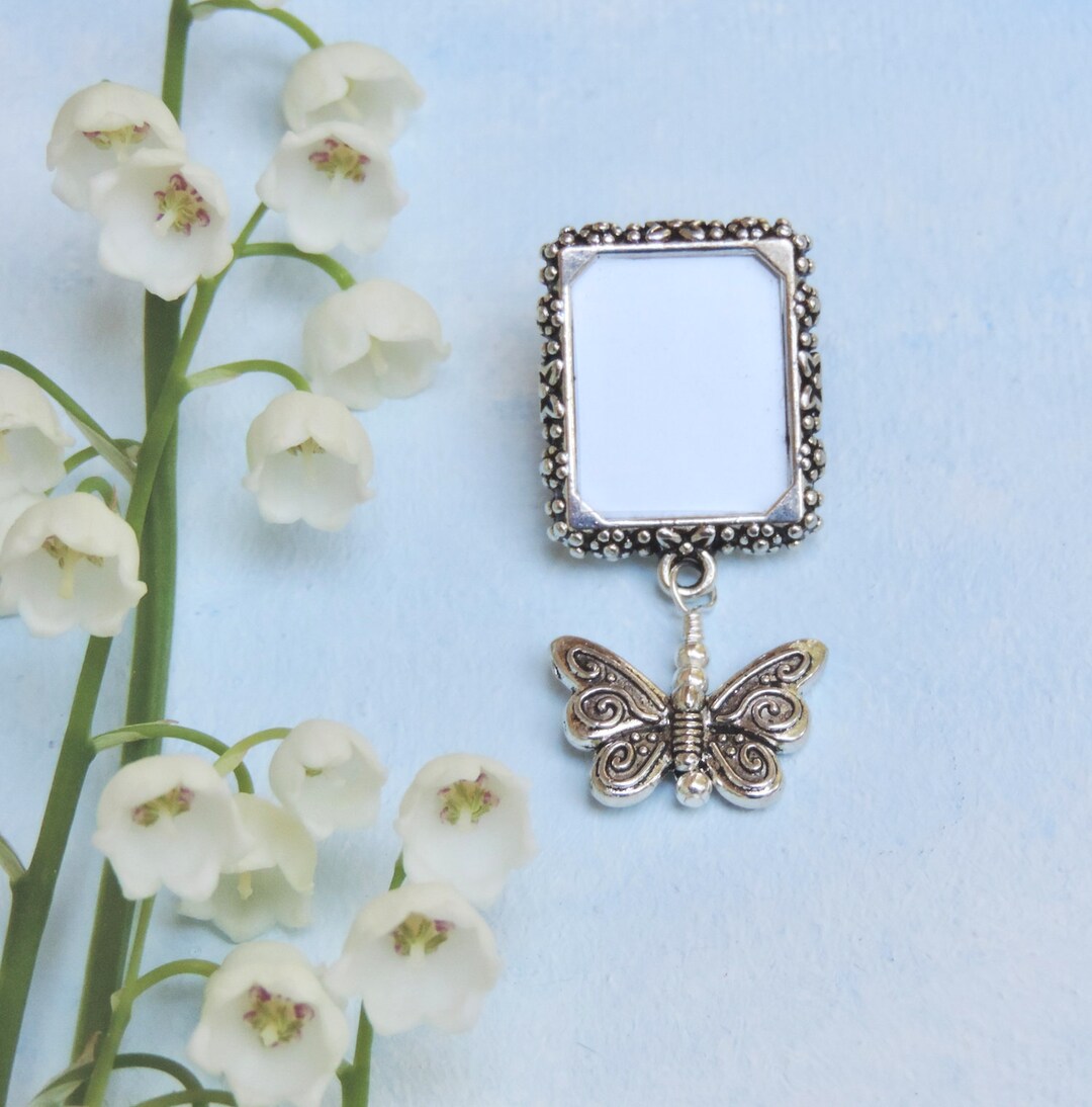Memorial Photo Lapel Pin With a Butterfly and Small Picture Frame. - Etsy
