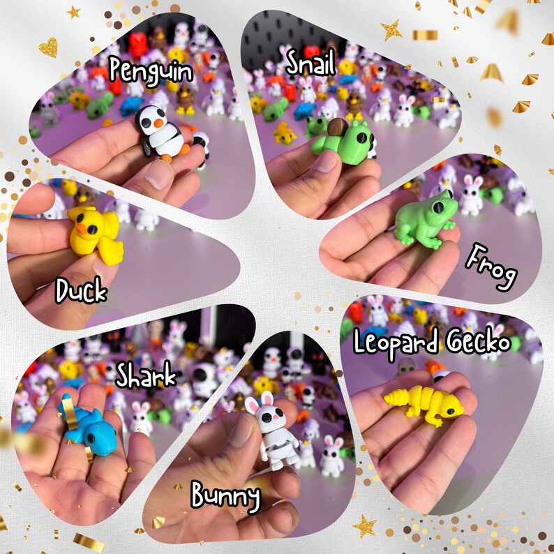 Medium Size Assorted Mini Fidget Toys Unique 3D Printed Characters Mix ...