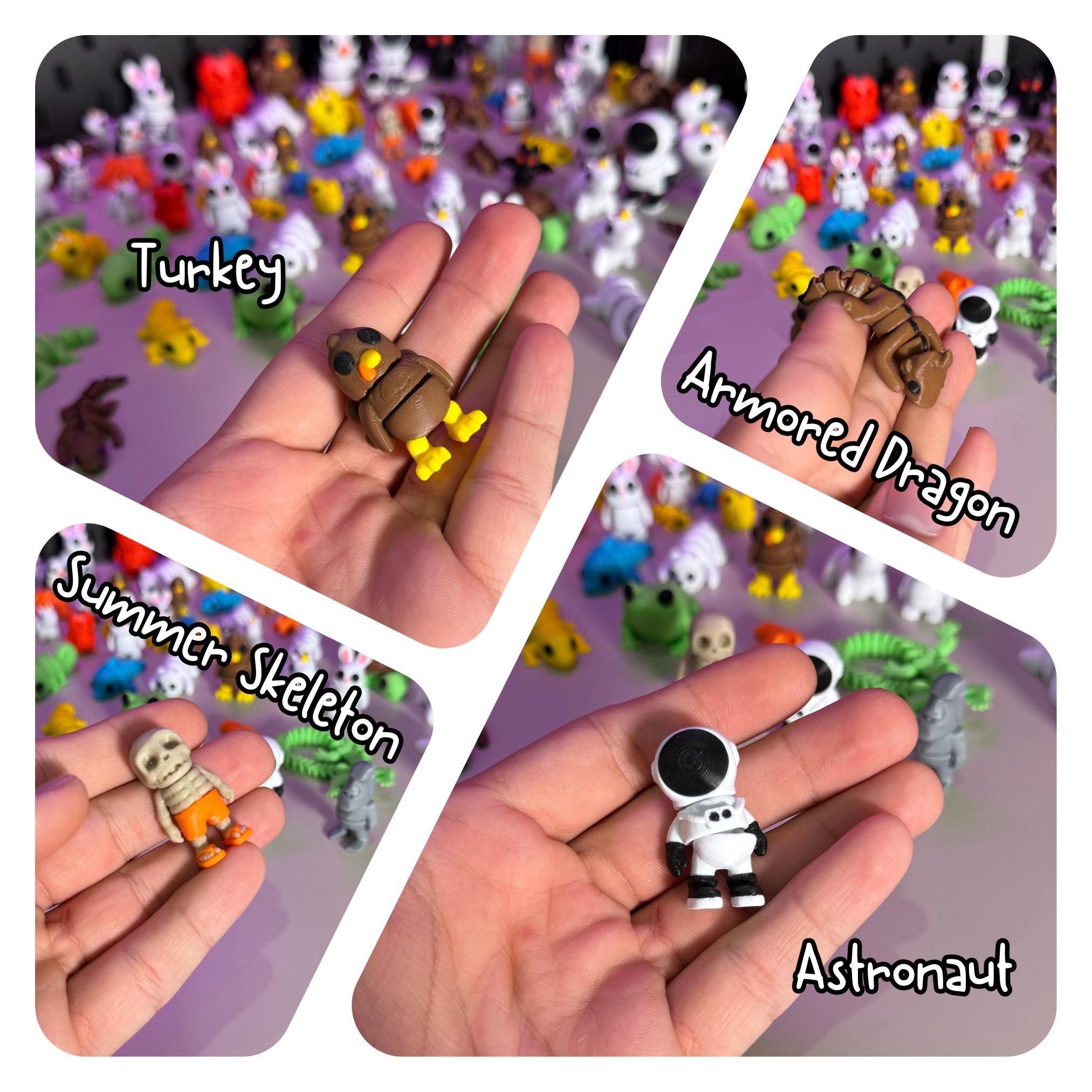 Assorted Mini Fidget Toys Unique 3D Printed Characters Mix and Match ...
