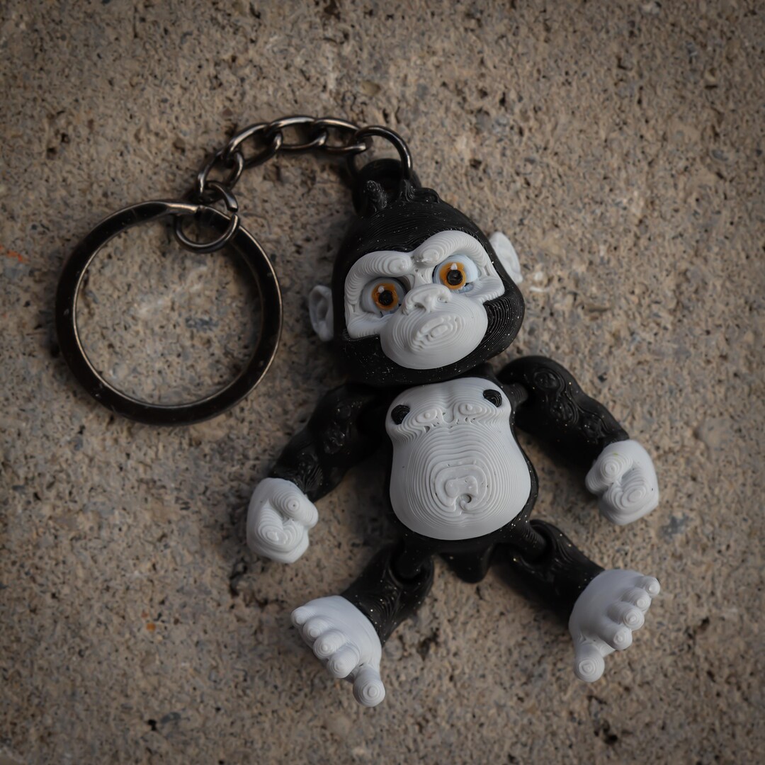 Monkey Keychain – Cute 3D Printed Animal Keyring – Funny Jungle Gift ...