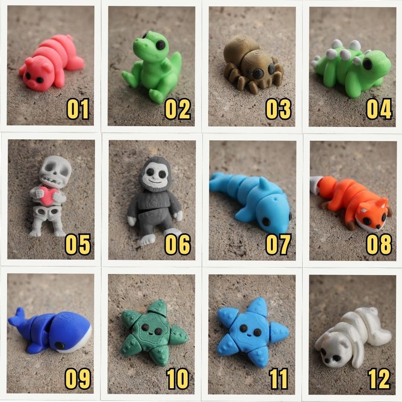 Medium Size Assorted Mini Fidget Toys | Unique 3D Printed Characters ...