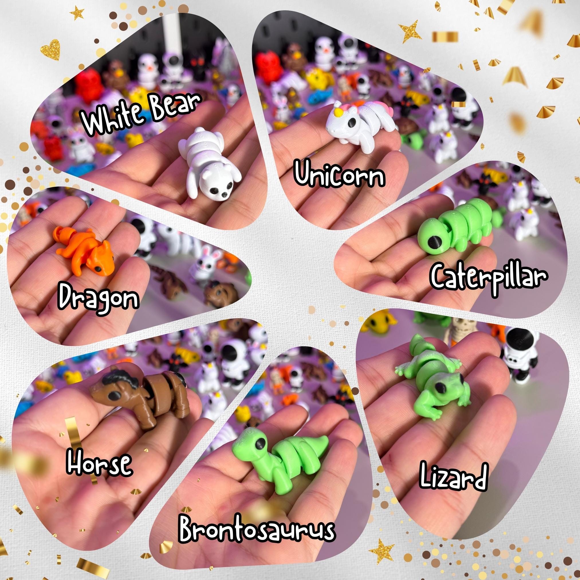 Medium Size Assorted Mini Fidget Toys Unique 3D Printed Characters Mix ...