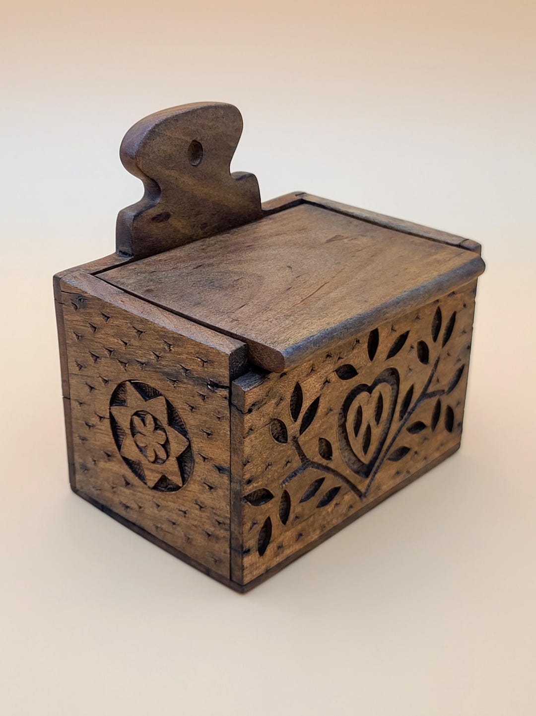 French Antique Salt Box – Hand-carved Walnut – 19th Century Folk Art ...