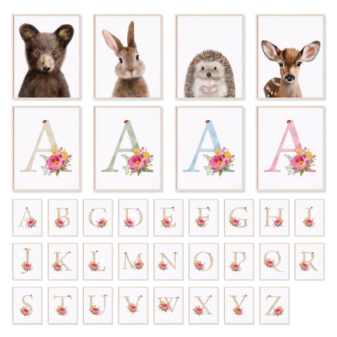 Woodland Animals and Name Initial Wall Art Bundle. Mix and Match to ...