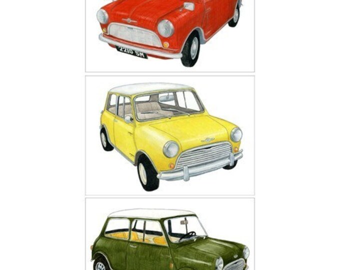3 MINI COOPER DRAWINGS Limited Edition Print Set - Etsy