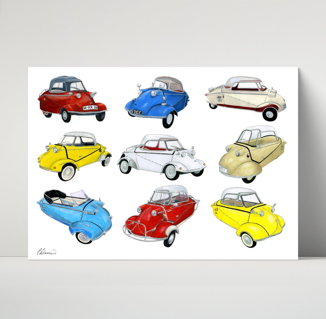 Messerschmitt Microcars Bubblecars Print - Archival Print Created From ...