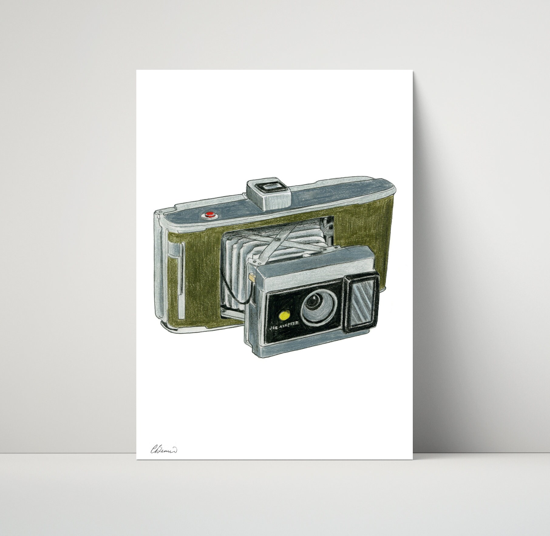 Vintage Polaroid Camera Drawing