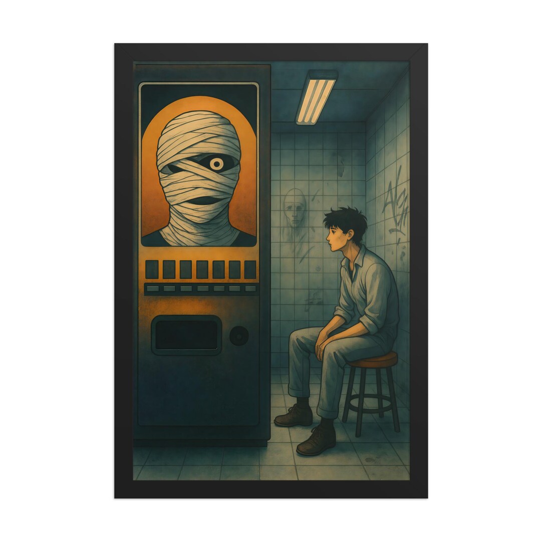 MUMMY WAIT (framed) – Surreal Anime Poster, Moody Retro Wall Art ...