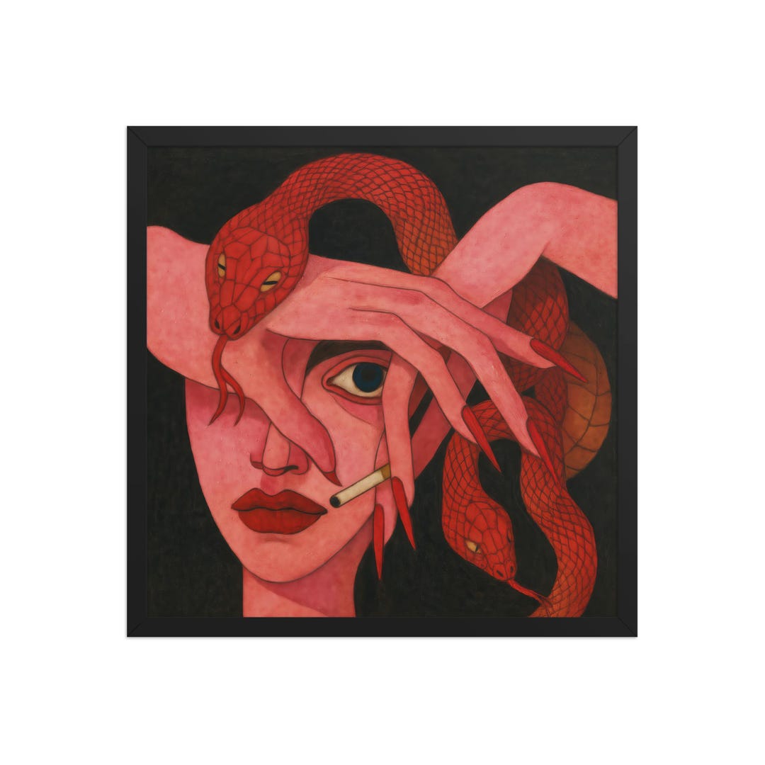 Surreal Snake Gaze Framed Print: Psychedelic Fine Art Poster - Etsy