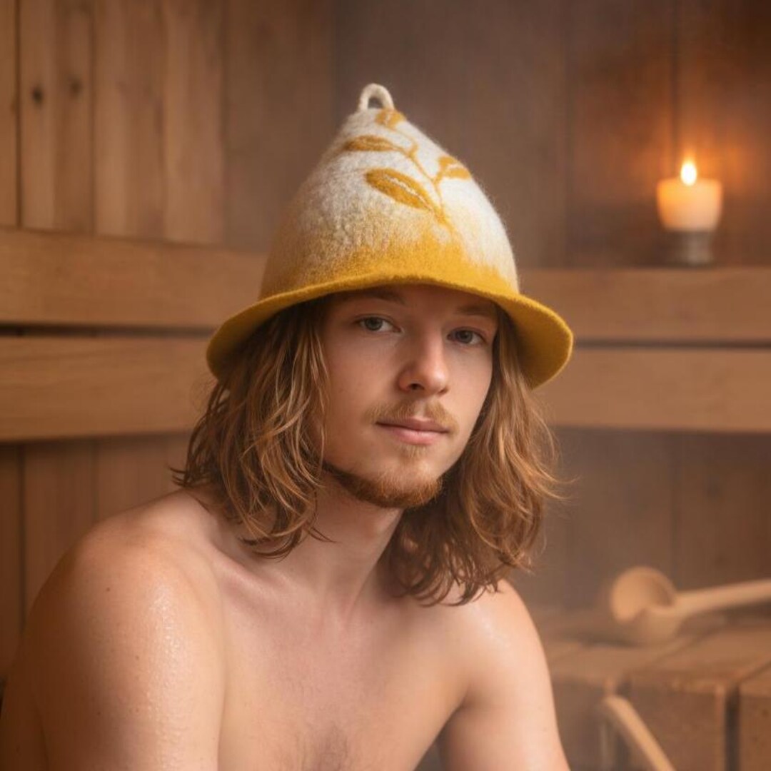 Wool Sauna Hat – Yellow Felt Sauna Cap, Handmade, Gifts for Men - Etsy