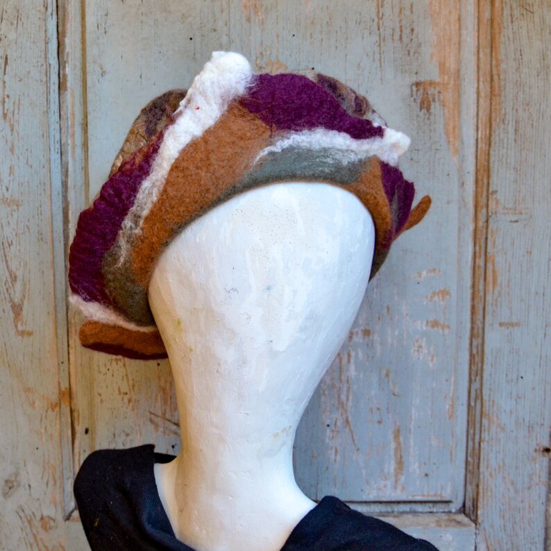Wool Felt Beret Hat, Nuno Felted Bonnet for Women, Womens Winter Hats ...