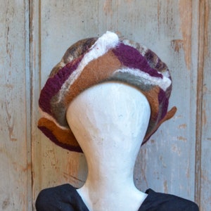 Wool Felt Beret Hat, Nuno Felted Bonnet for Women, Womens Winter Hats ...