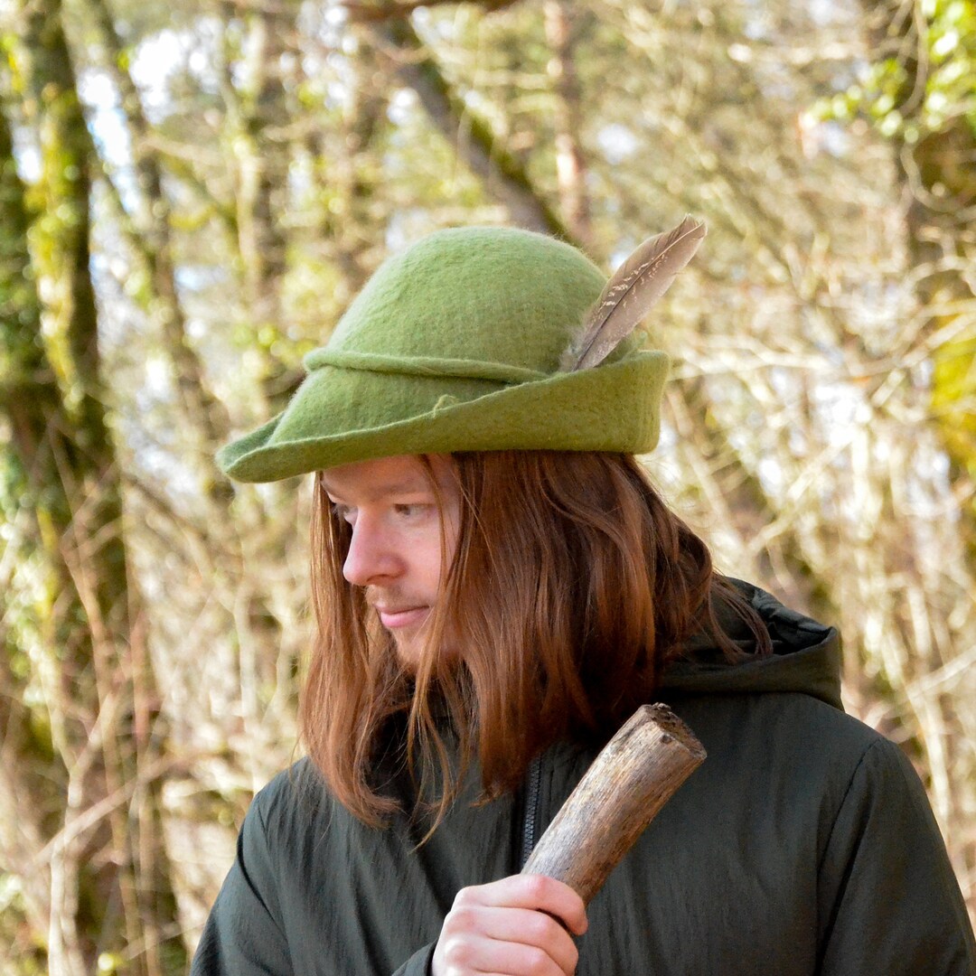 Robin Hood Hat in Green, Peter Pan Hat, Archer Hat, Wool Felted ...