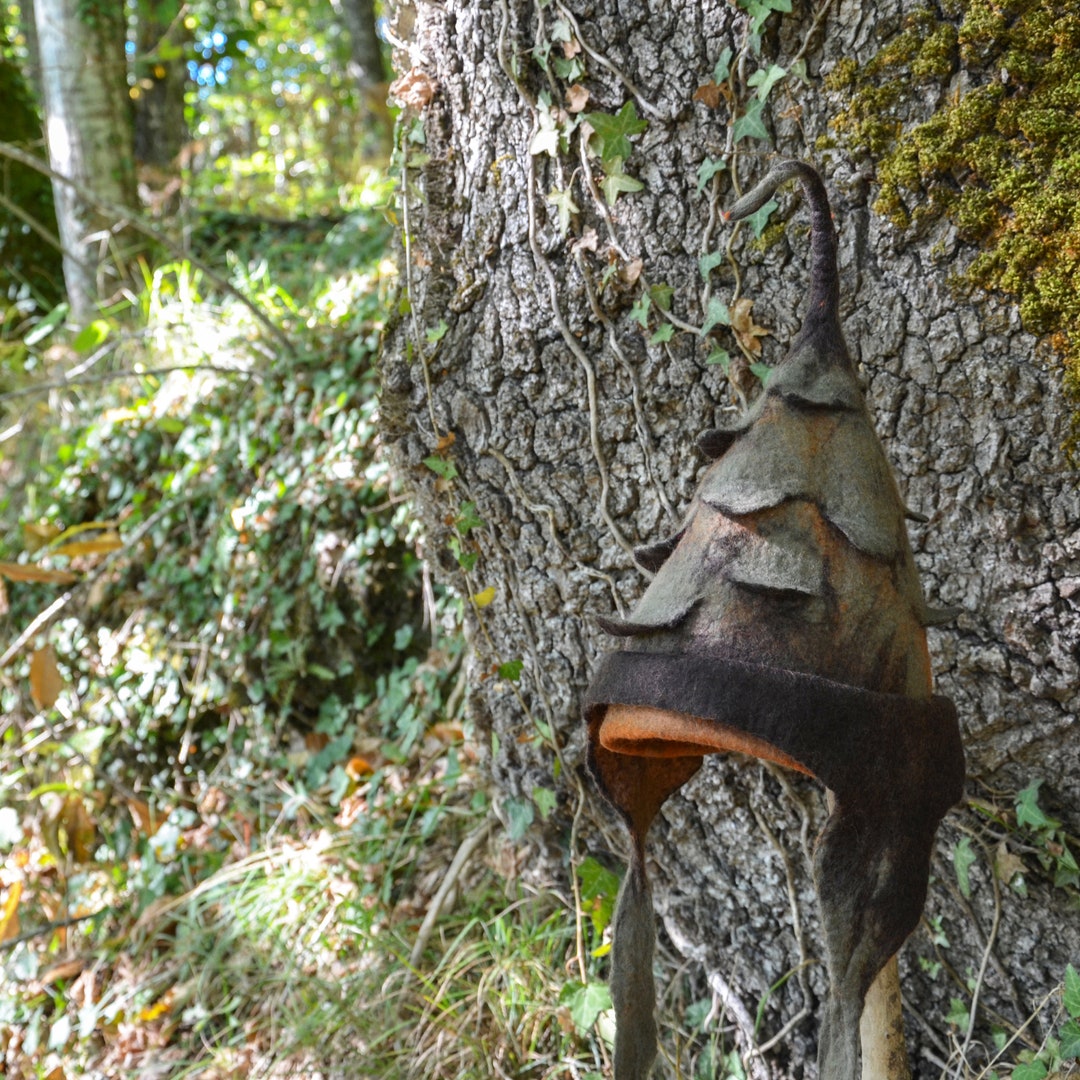 Pixie/elf Druid Felt Hat Pine Cone Designfantasy Hat - Etsy