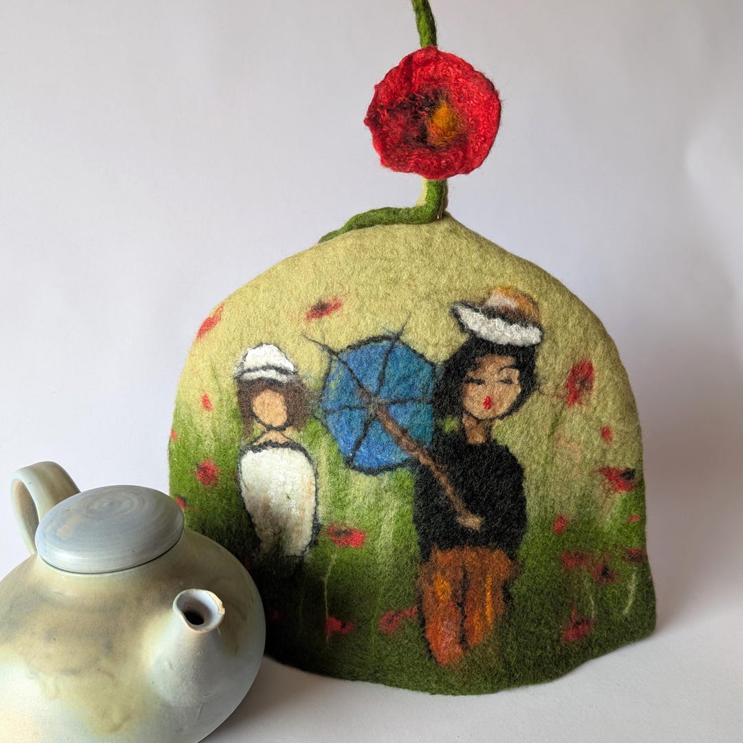Monet-inspired Handmade Felt Tea Cozy Artistic Wool Teapot Cover Impressionist Tea Warmer - Etsy