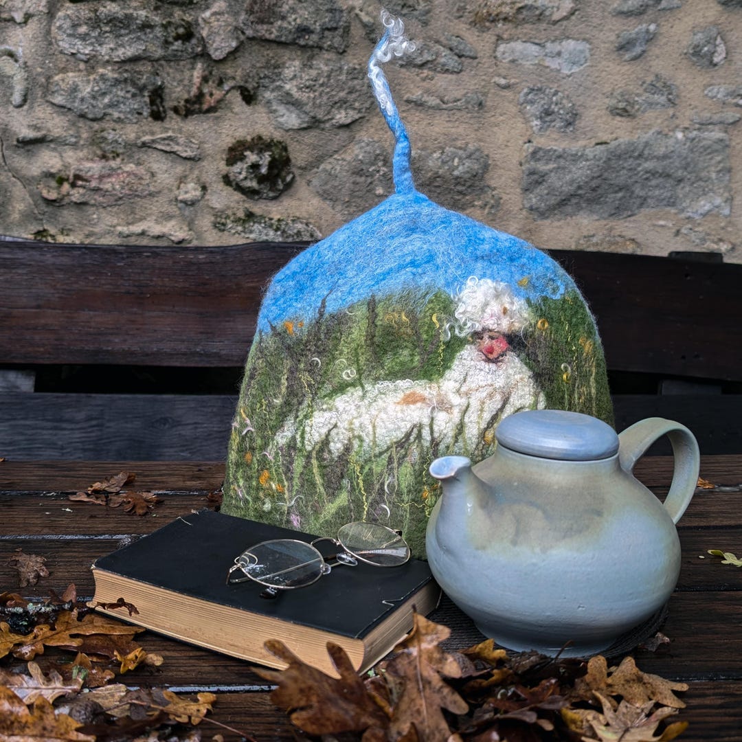 Wet Felted Wool Tea Cozy – “lady in the Meadow” Monet Inspired - Etsy
