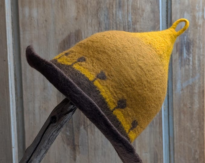 Handmade Yellow Felt Sauna Hat – Wool Banya Bathhouse Cap - Etsy