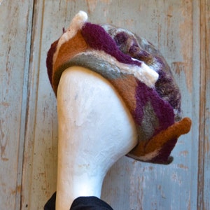 Wool Felt Beret Hat, Nuno Felted Bonnet for Women, Womens Winter Hats ...