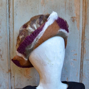 Wool Felt Beret Hat, Nuno Felted Bonnet for Women, Womens Winter Hats ...